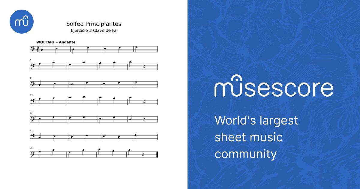 Solfeo Principiantes – Ejercicio 3 Clave de Fa Sheet music for Voice ...