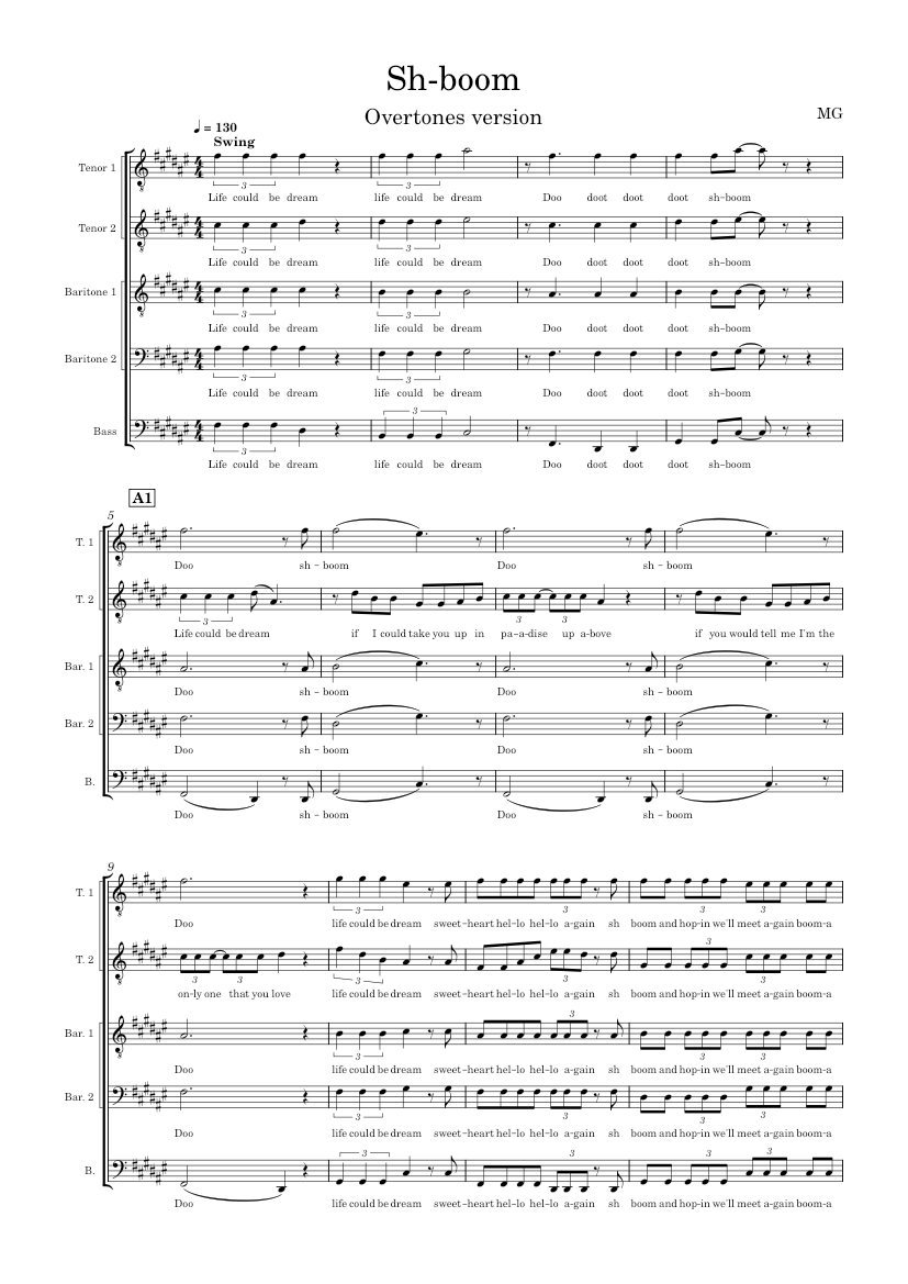 Sh-boom (Life Could Be A Dream) – The Chords sh-boom full Sheet music for Bass guitar ...