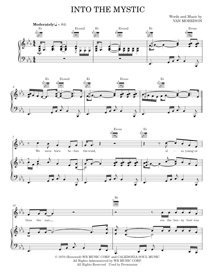 Play Official version of Into the mystic Sheet Music by Van Morrison ...