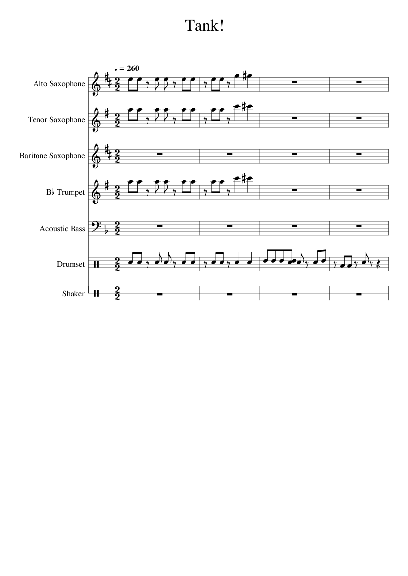 Tank! Sheet music for Saxophone alto, Saxophone tenor, Saxophone ...