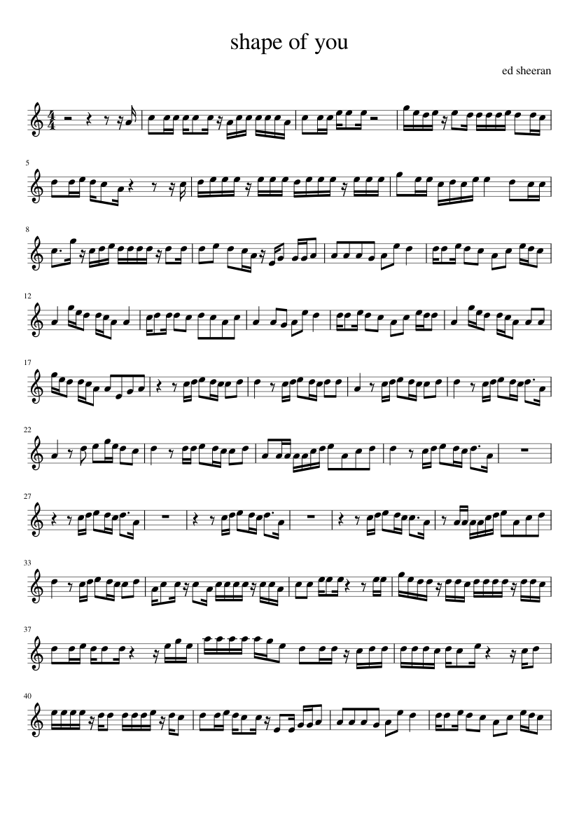 Shape of you ed sheeran Sheet music for Piano (Solo) Easy | Musescore.com