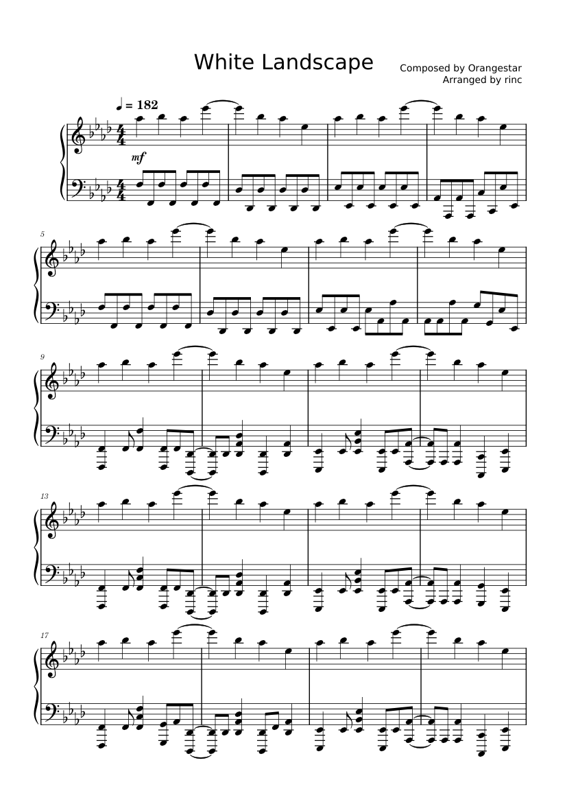 White Landscape – Orangestar Sheet Music for Piano (Solo) | MuseScore.com