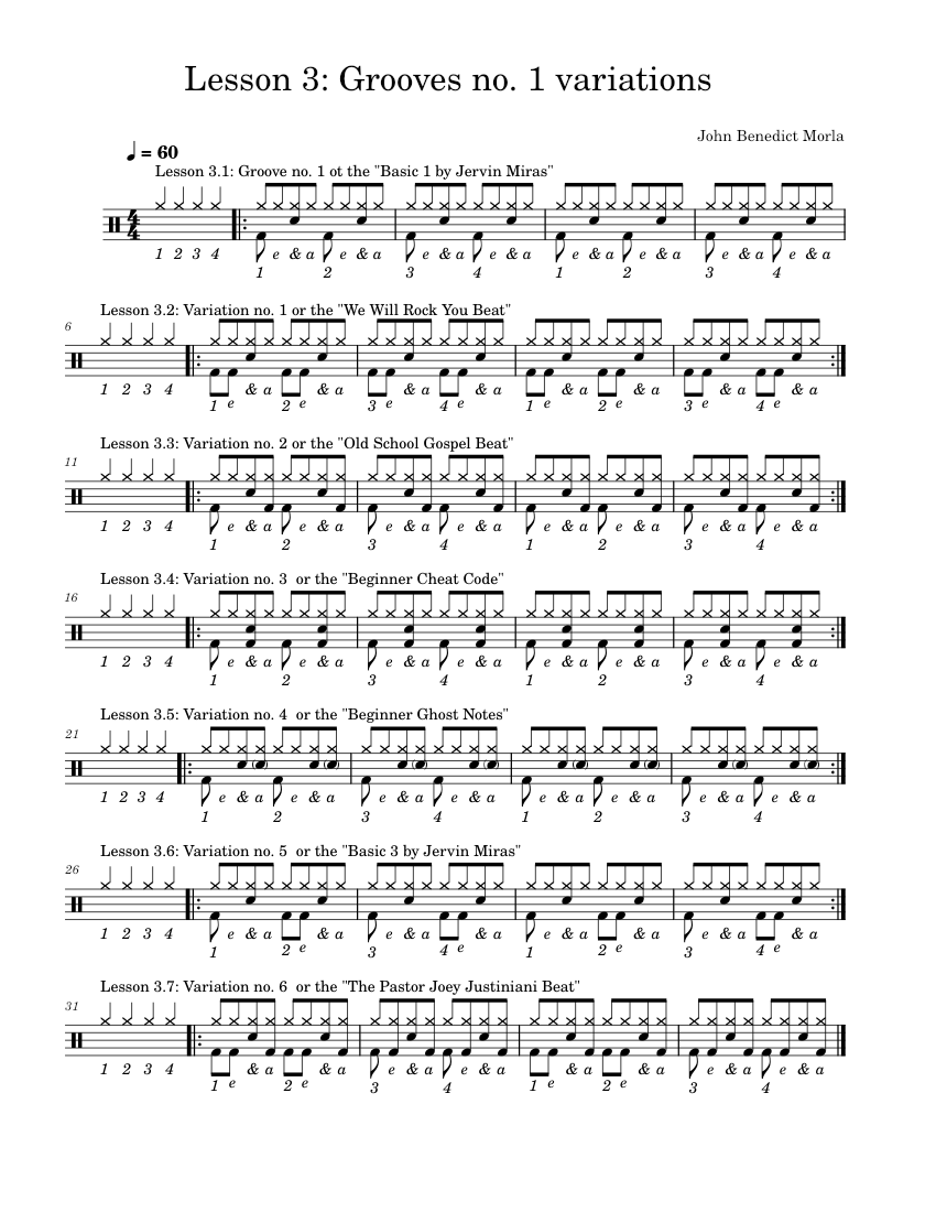 Lesson 3: Grooves no. 1 variations - piano tutorial