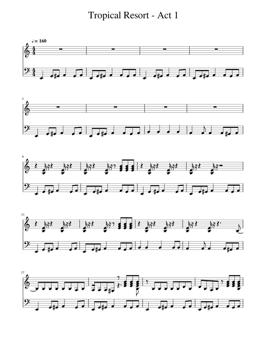 Tropical Resort - Act 1 Sheet music for Piano (Solo) | Musescore.com