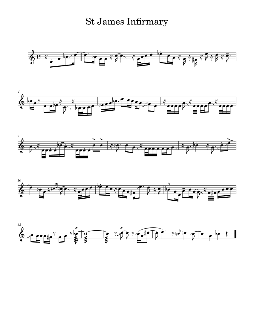 St James Infirmary - Trumpet Sheet Music for Trumpet other (Solo) | MuseScore.com