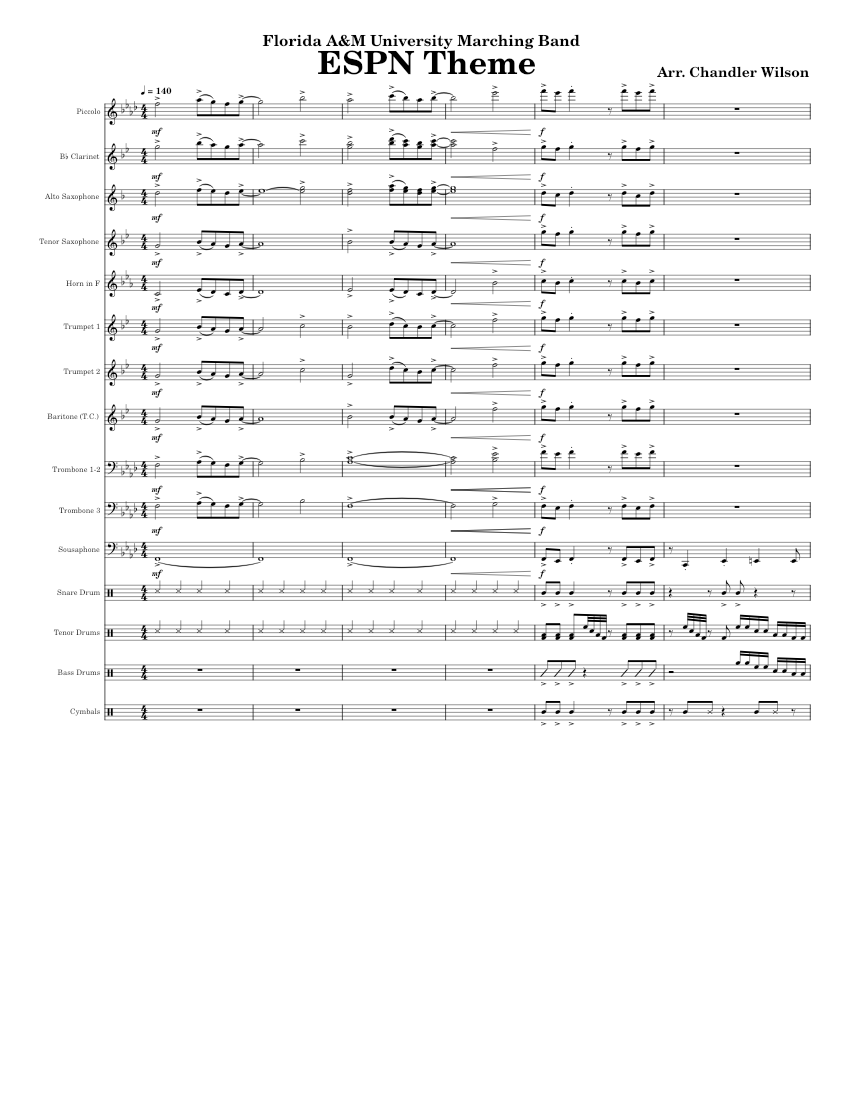 ESPN Theme (FAMU) Sheet music for Trombone, Tuba, Oboe, Saxophone alto ...
