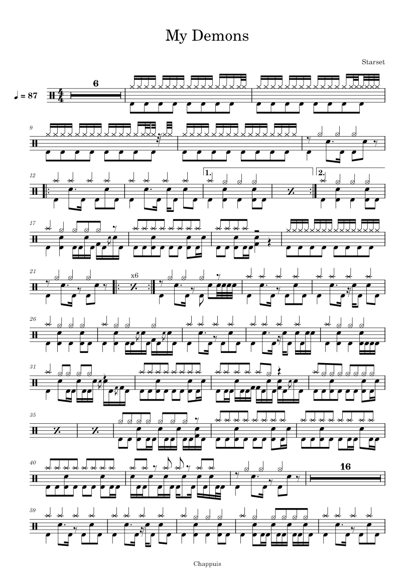 My demons – STARSET Sheet Music for Drum group (Drum Corps (Modern ...