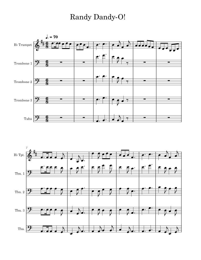 Randy Dandy-O – The Longest Johns Sheet music for Trombone, Tuba ...