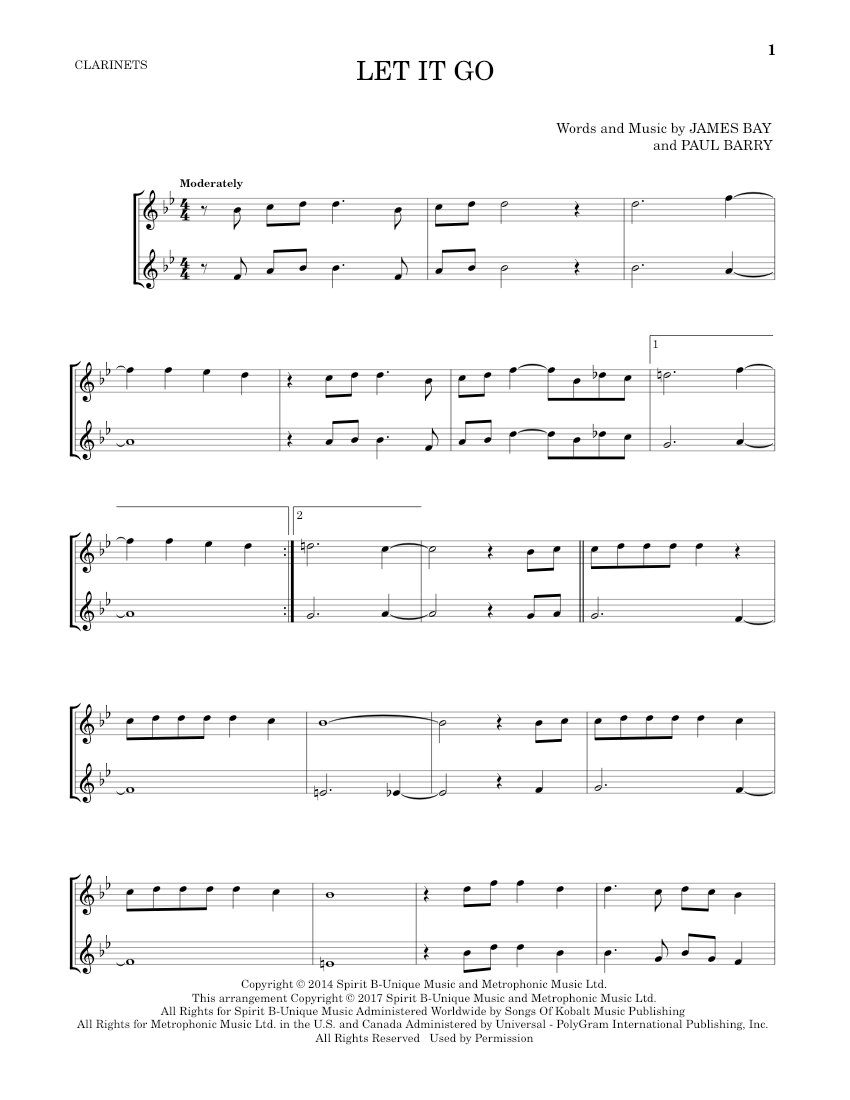 Play Official version of Let it go sheet music by James Bay for ...