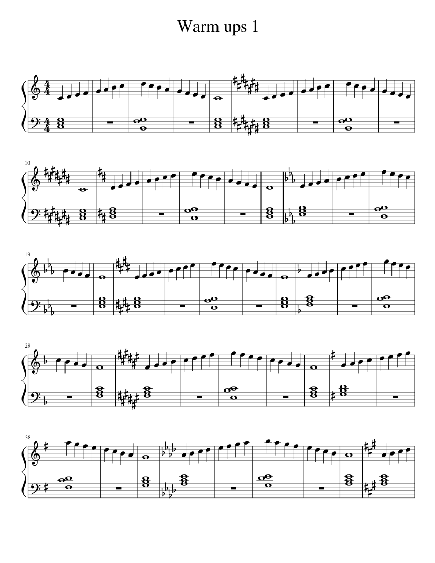 Warm ups 1 Sheet music for Piano (Solo) | Musescore.com