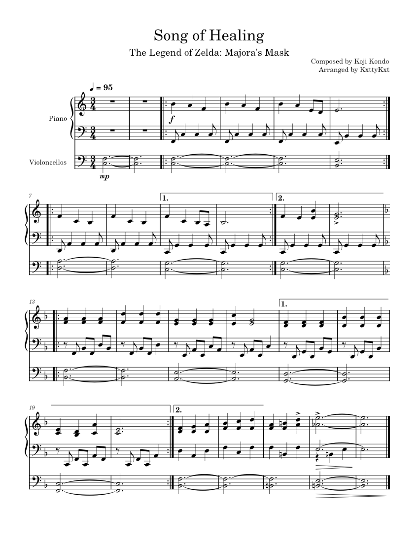 Song of Healing – Koji Kondo Sheet music for Piano, Strings group ...
