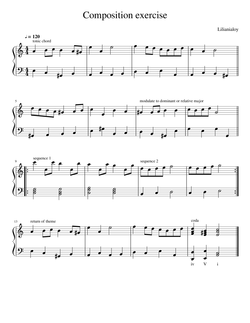 Composition exercise (quick and easy) Sheet music for Piano (Solo ...