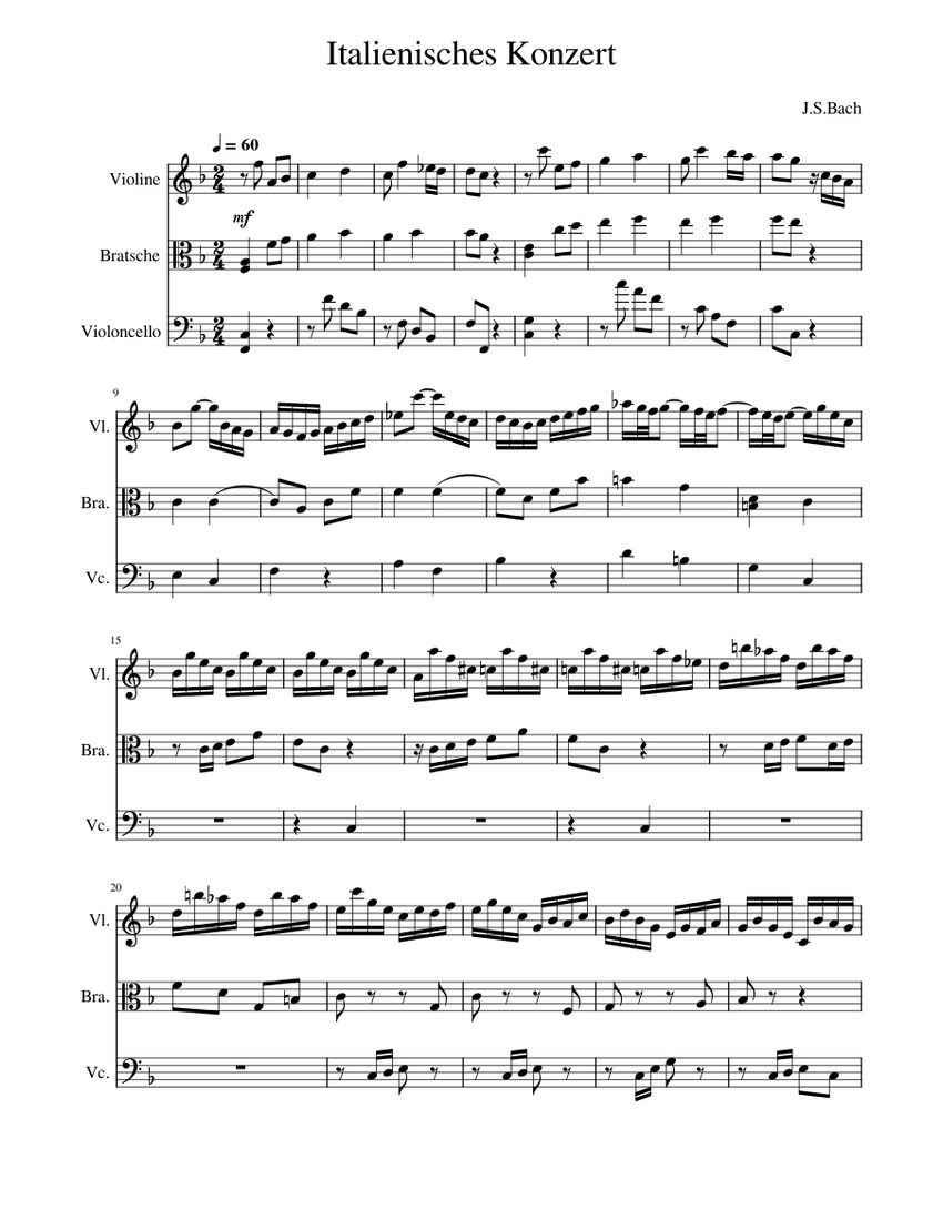 Allegro (No.1) from " Italienisches Konzert, BWV 971 " – Johann ...