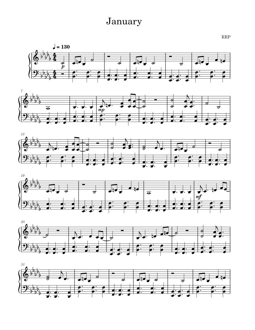 January Sheet music for Piano (Solo) Easy | Musescore.com