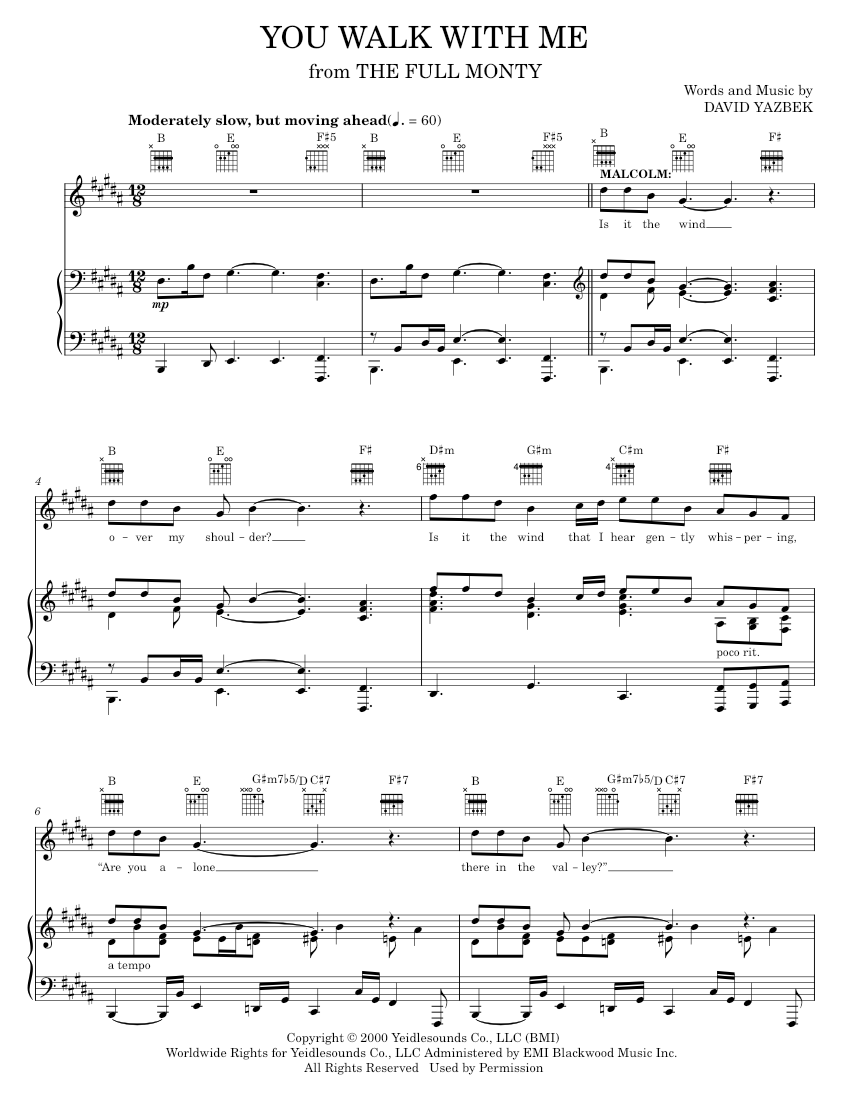 Play Official version of You Walk With Me sheet music by David Yazbek ...