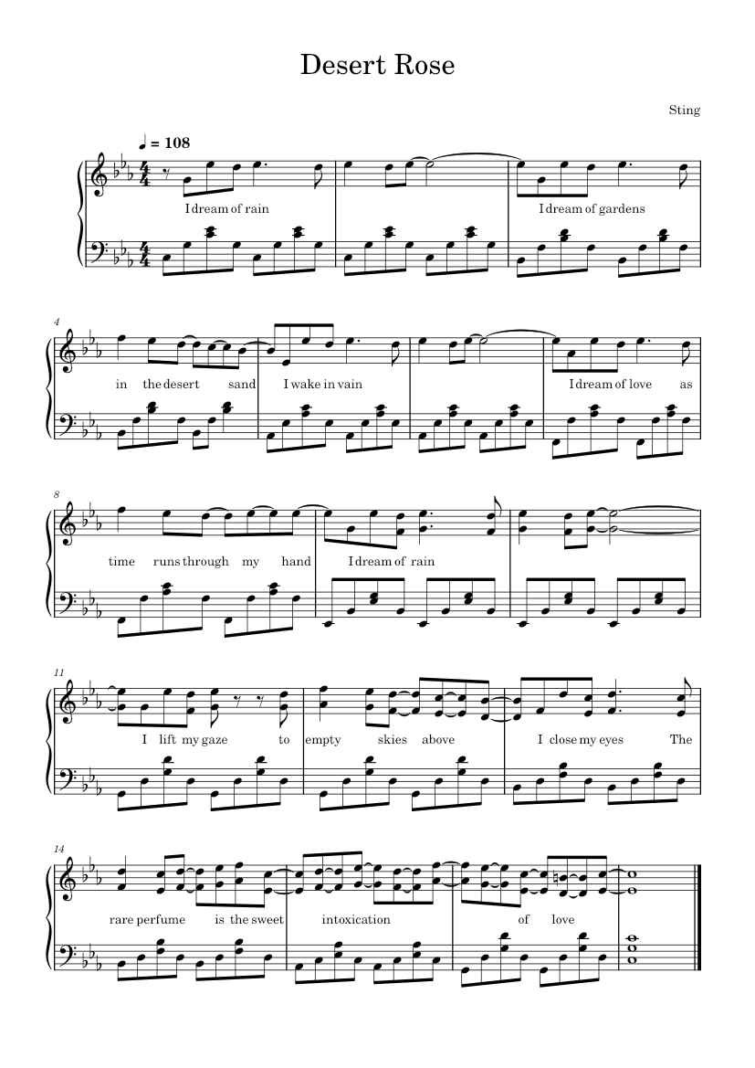 Desert Rose Sheet Music for Piano (Solo) Easy | MuseScore.com