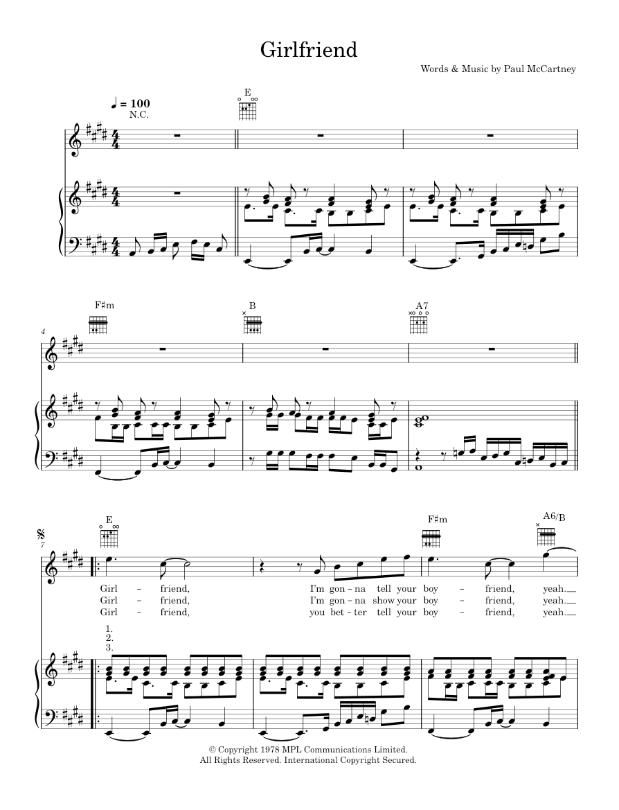 Play Official version of Girlfriend sheet music by Michael Jackson for ...