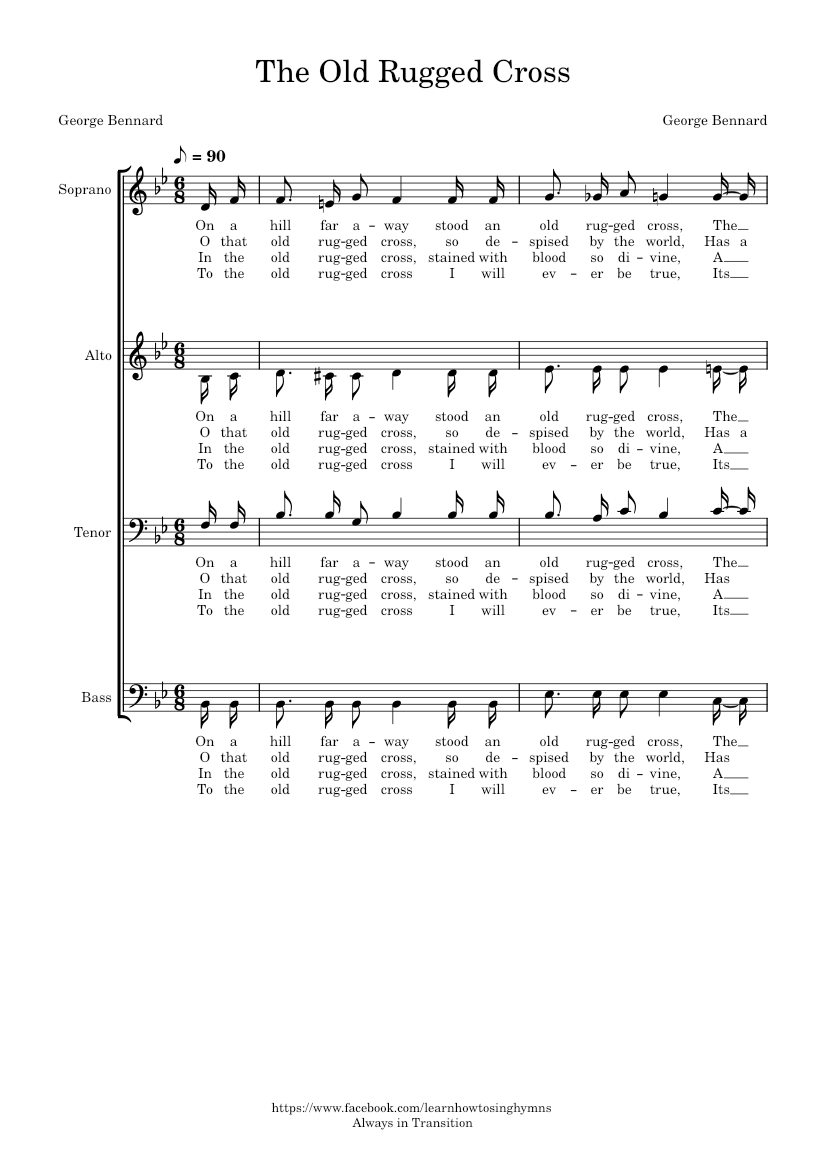 The Old Rugged Cross Sheet music for Soprano, Alto, Tenor, Bass voice (SATB) | Musescore.com