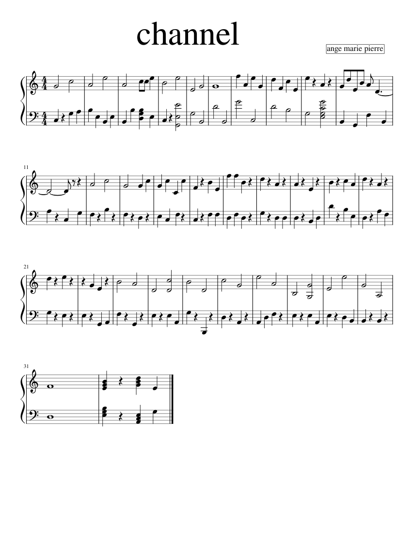 channel Sheet music for Piano (Solo) Easy | Musescore.com