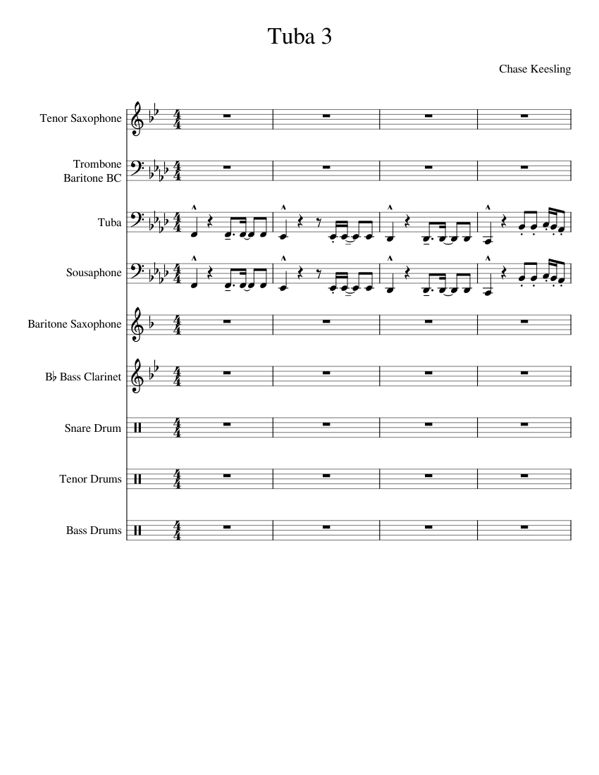 Tuba #3 Sheet music for Trombone, Tuba, Clarinet bass, Saxophone tenor ...
