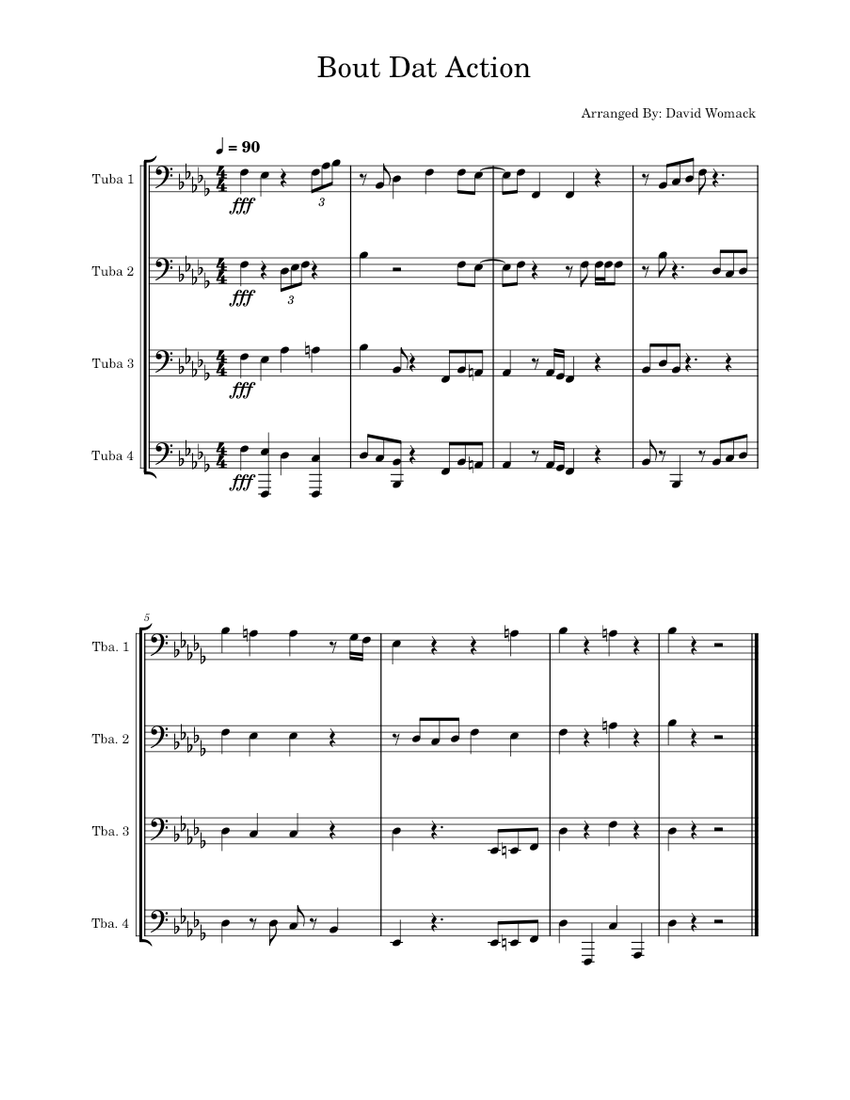 Bout Dat Action Version 2 Sheet music for Tuba (Mixed Quartet ...