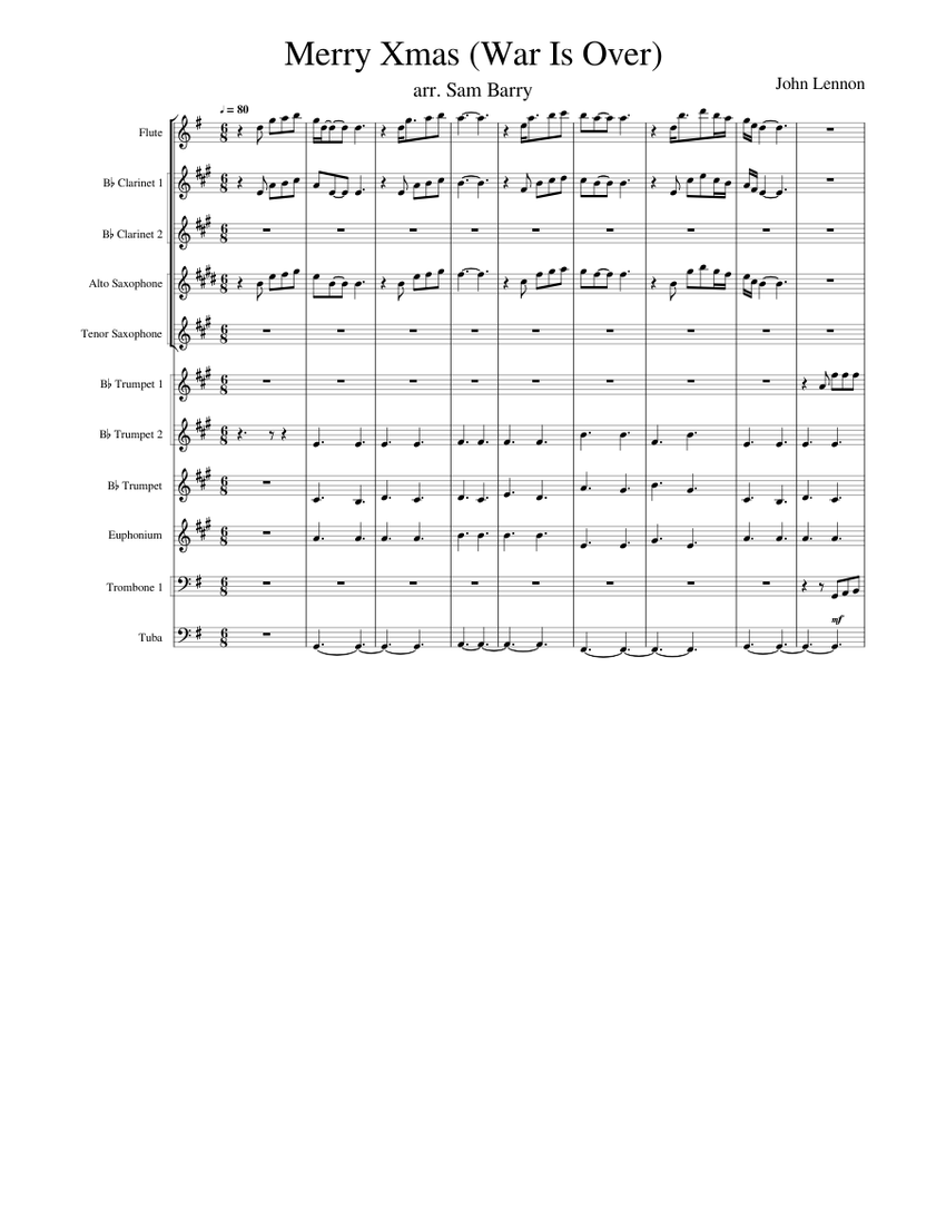 Merry Xmas (War Is Over) Sheet music for Trombone, Euphonium, Tuba ...