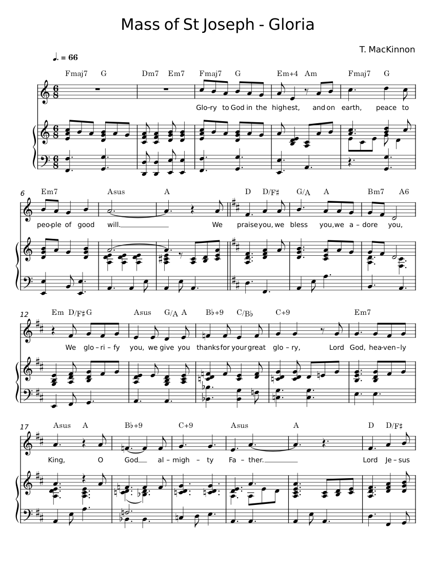 Mass of St Joseph Sheet music for Piano, Synthesizer (Mixed Duet ...