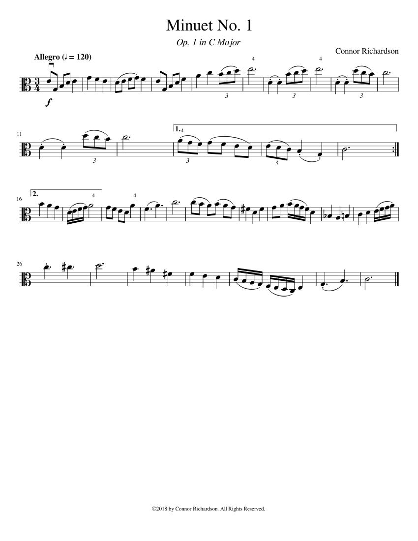 Minuet No. 1 in C Major - piano tutorial
