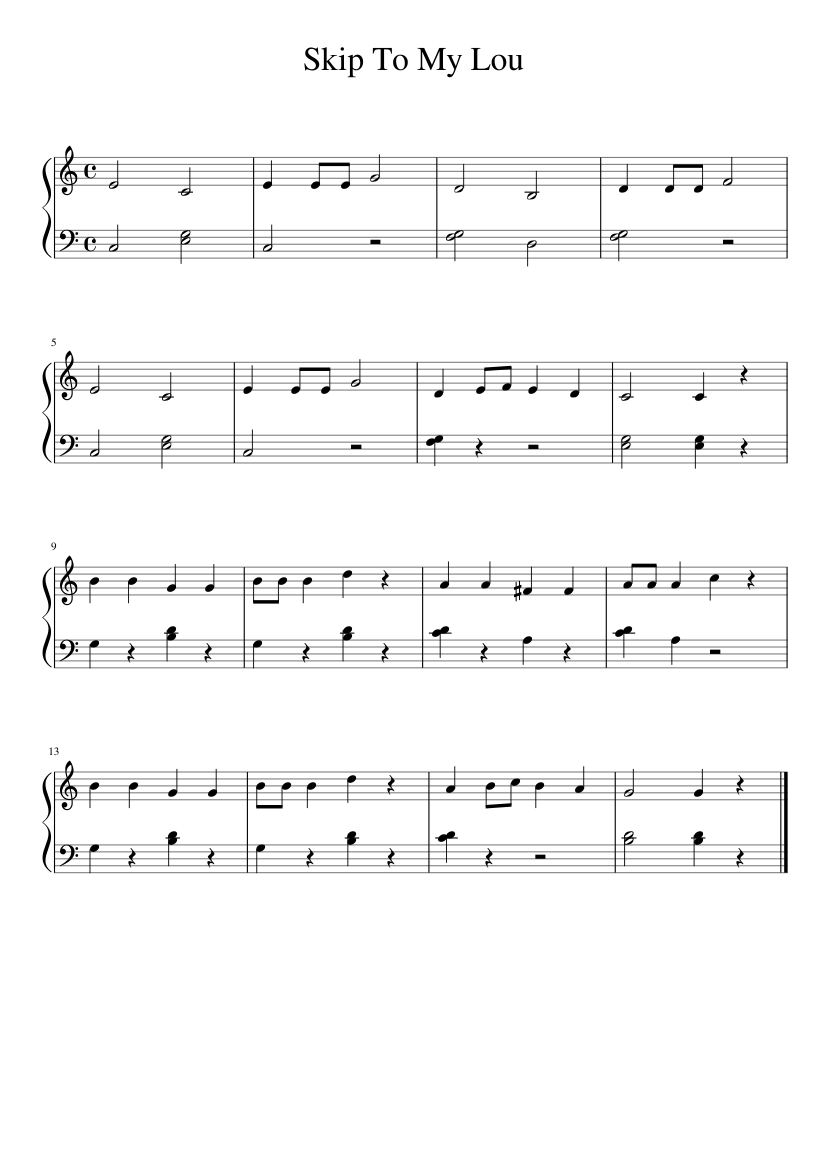 Skip To My Lou Sheet music for Piano (Solo) Easy | Musescore.com