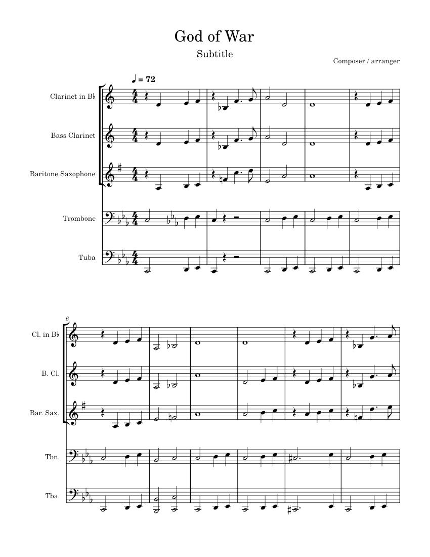 God Of War – Misc Computer Games God of War 2 Sheet music for Trombone ...