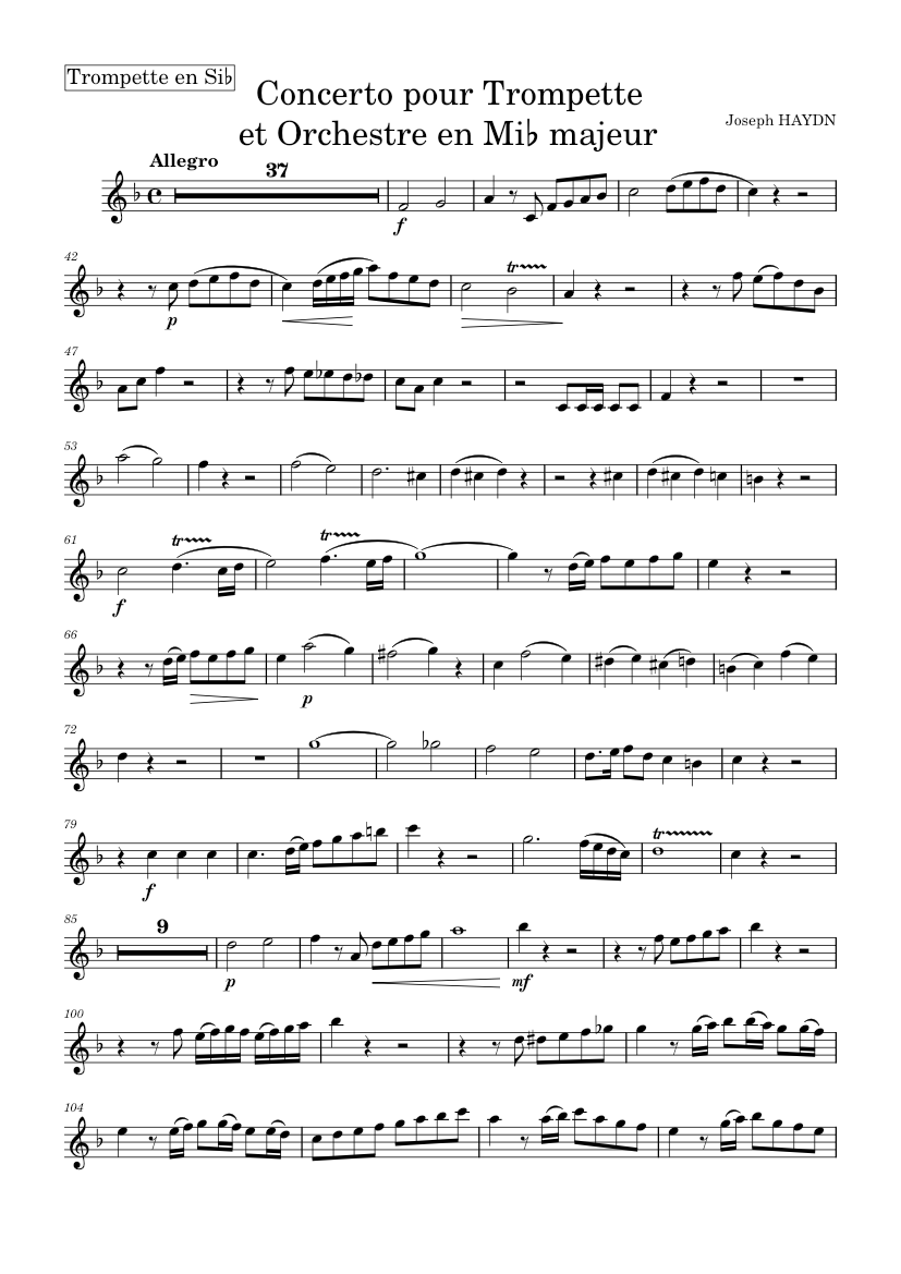 Trumpet Concerto in E-flat major - Joseph Haydn Sheet Music for Trumpet other (Solo) | MuseScore.com