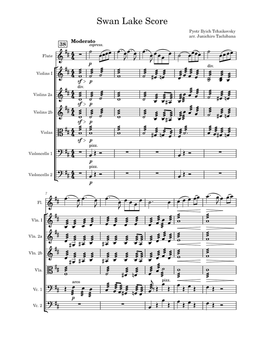Theme from Swan Lake – Pyotr Ilyich Tchaikovsky Sheet music for Flute, Violin, Cello, Strings ...