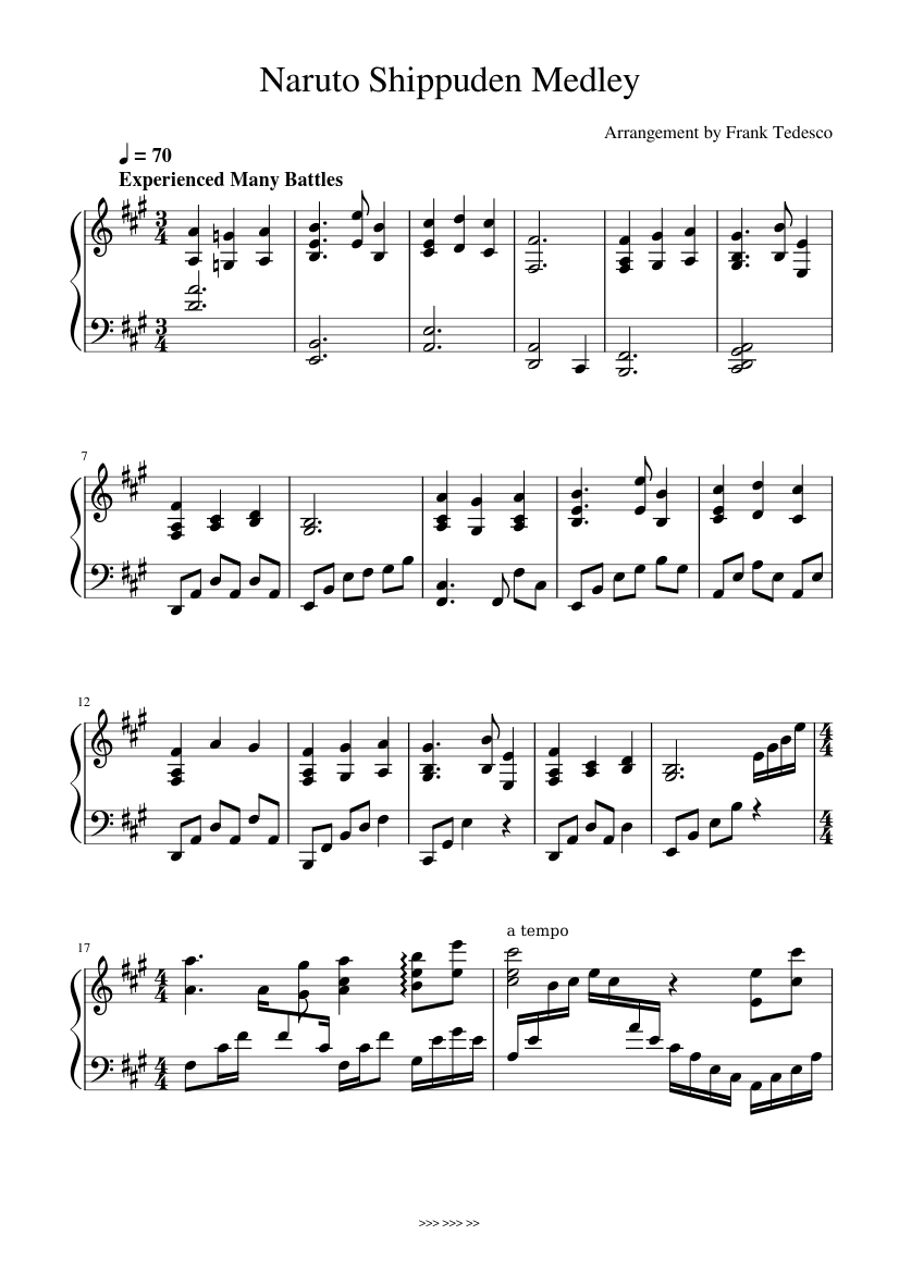Naruto Shippuden Medley Piano Sheet Music for Piano (Solo) | MuseScore.com