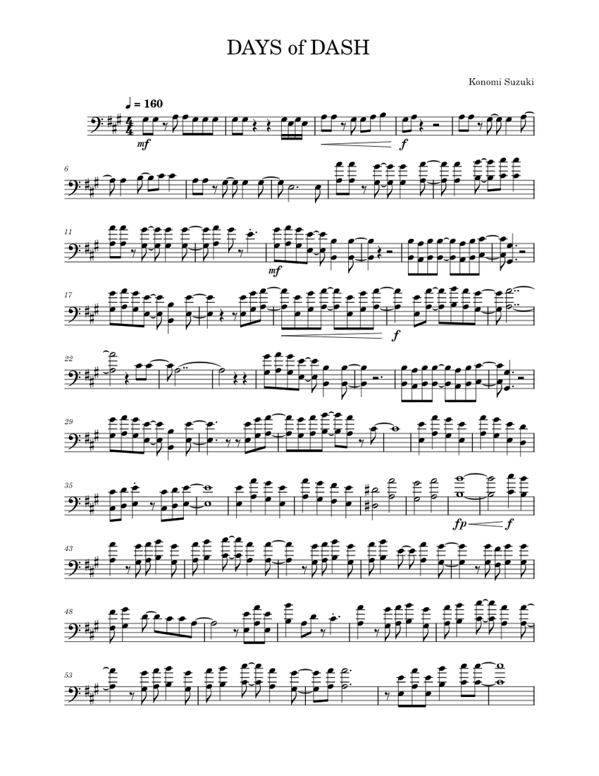Days of dash – Konomi Suzuki Days of dash trombone version Sheet music ...