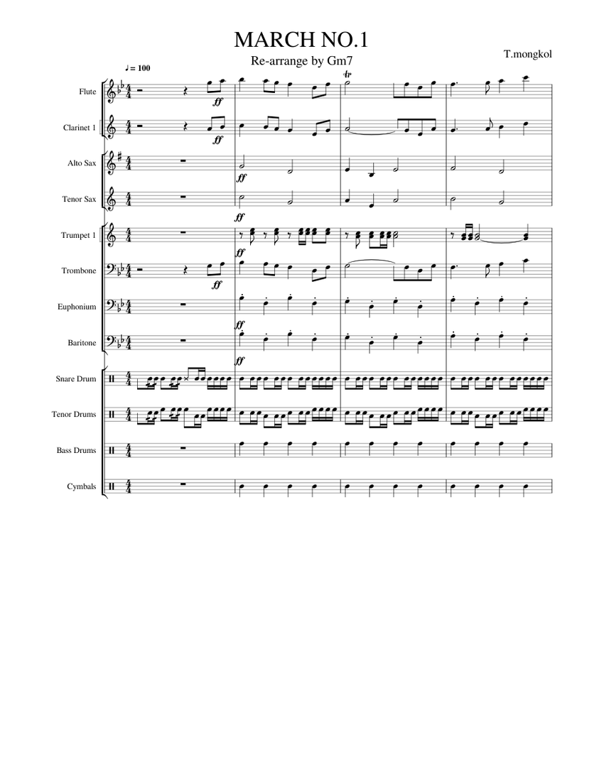 MARCH NO1 Sheet music for Trumpet (In B Flat), Trombone, Flute ...