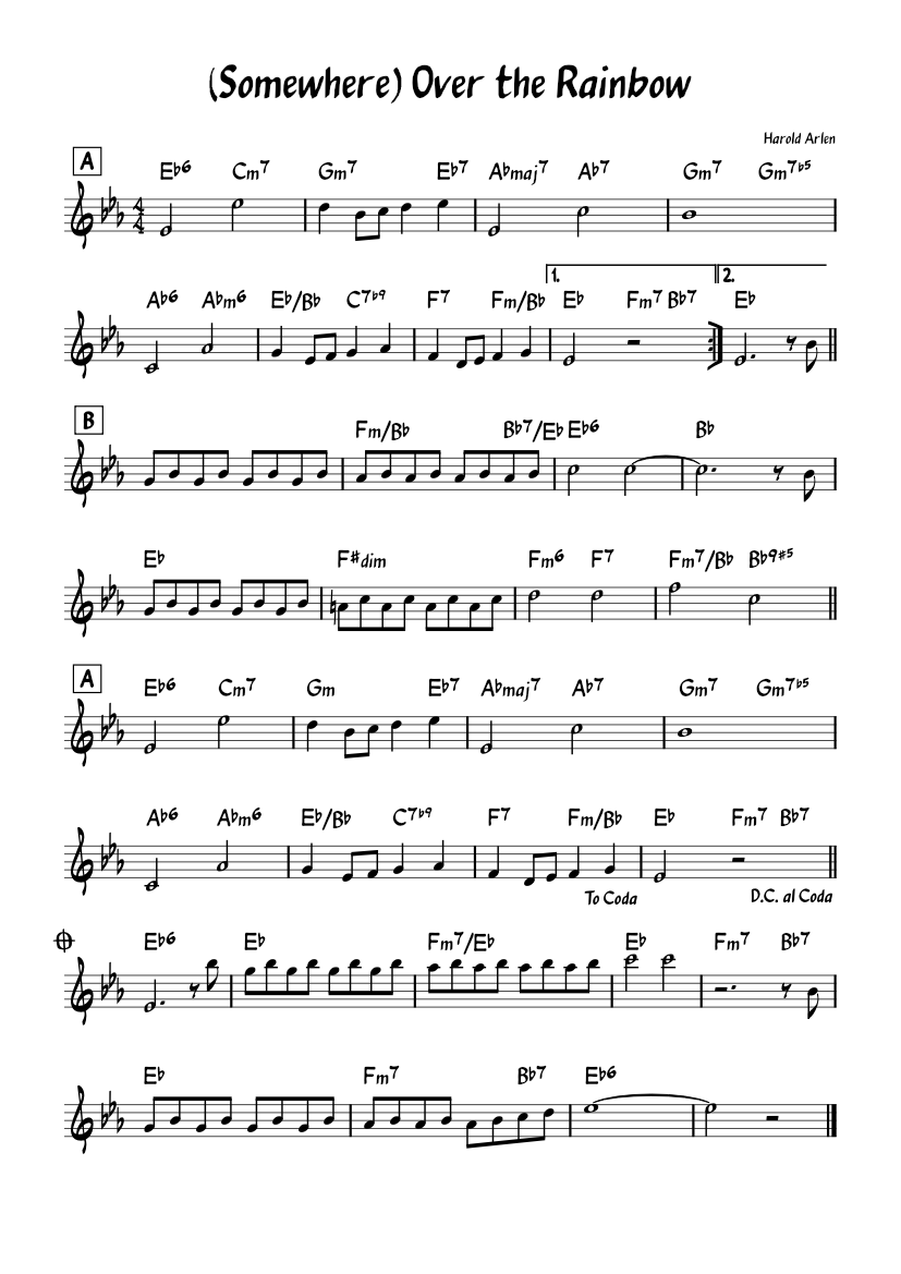 (Somewhere) Over the Rainbow – Harold Arlen Sheet music for Piano (Solo ...