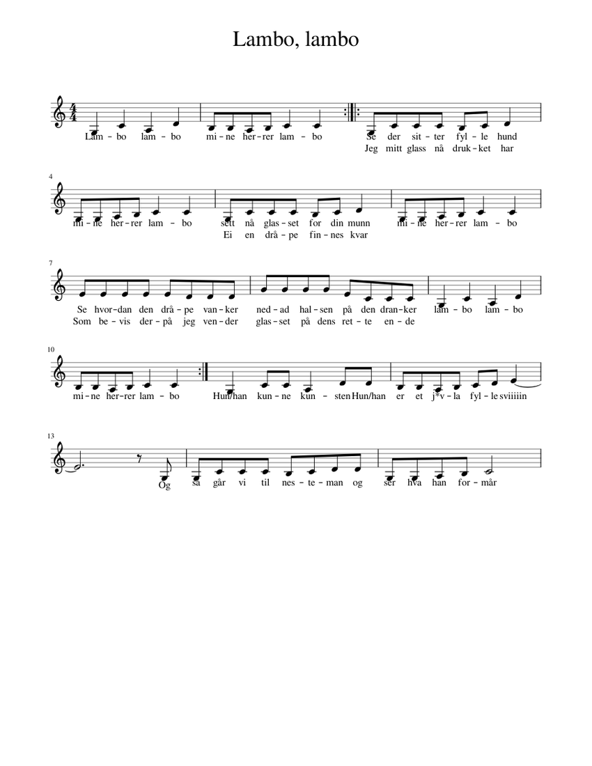 Lambo lambo Sheet music for Piano (Men’s Choir) Easy | Musescore.com