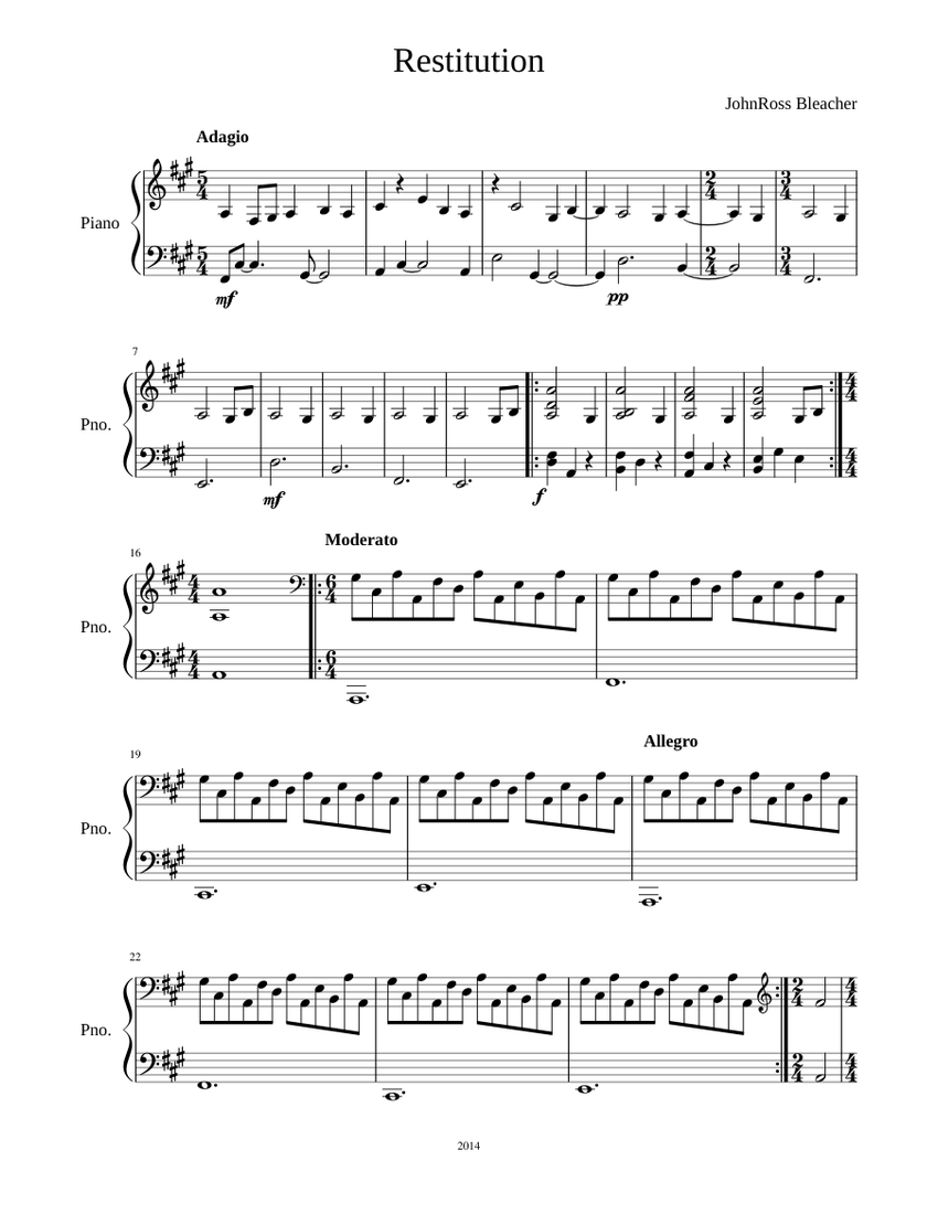 Restitution Sheet music for Piano (Solo) | Musescore.com