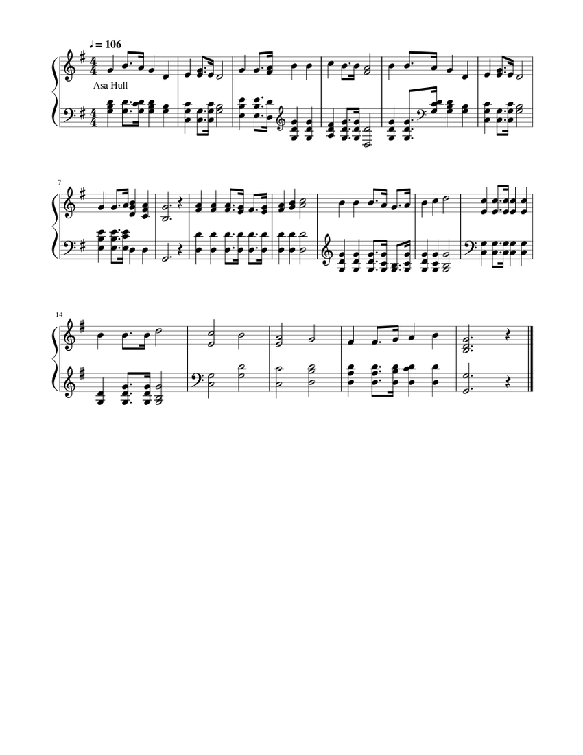 Glad as the morning, swift as the light - Asa Hull Sheet music for ...