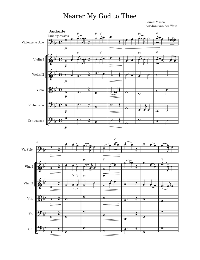 Nearer My God to Thee – Lowell Mason (String Orchestra with Violoncello ...