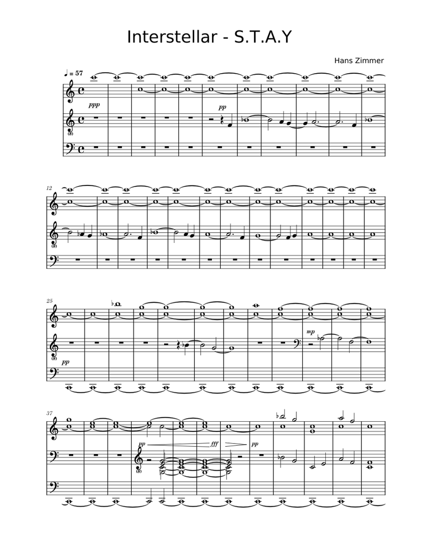 Interstellar - S.T.A.Y. – Hans Zimmer Sheet music for Piano, Cello ...