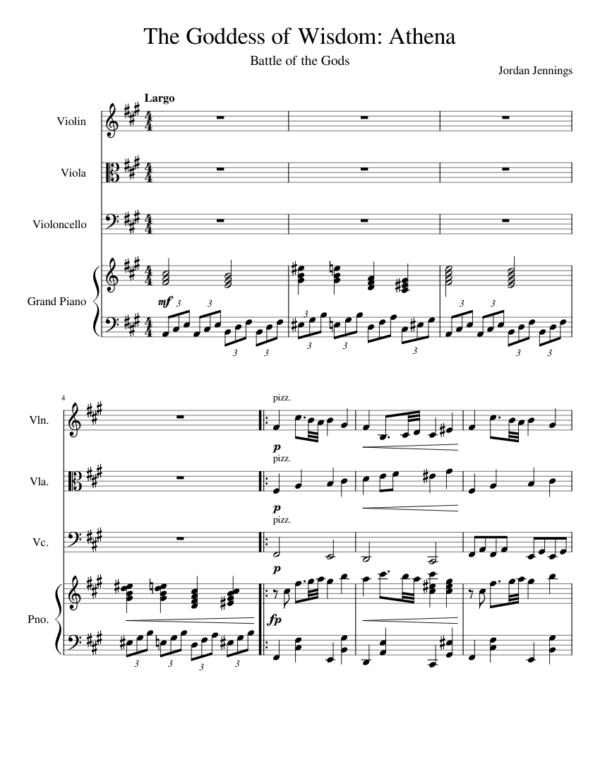 The Goddess of Wisdom Athena Sheet music for Piano, Violin, Viola ...