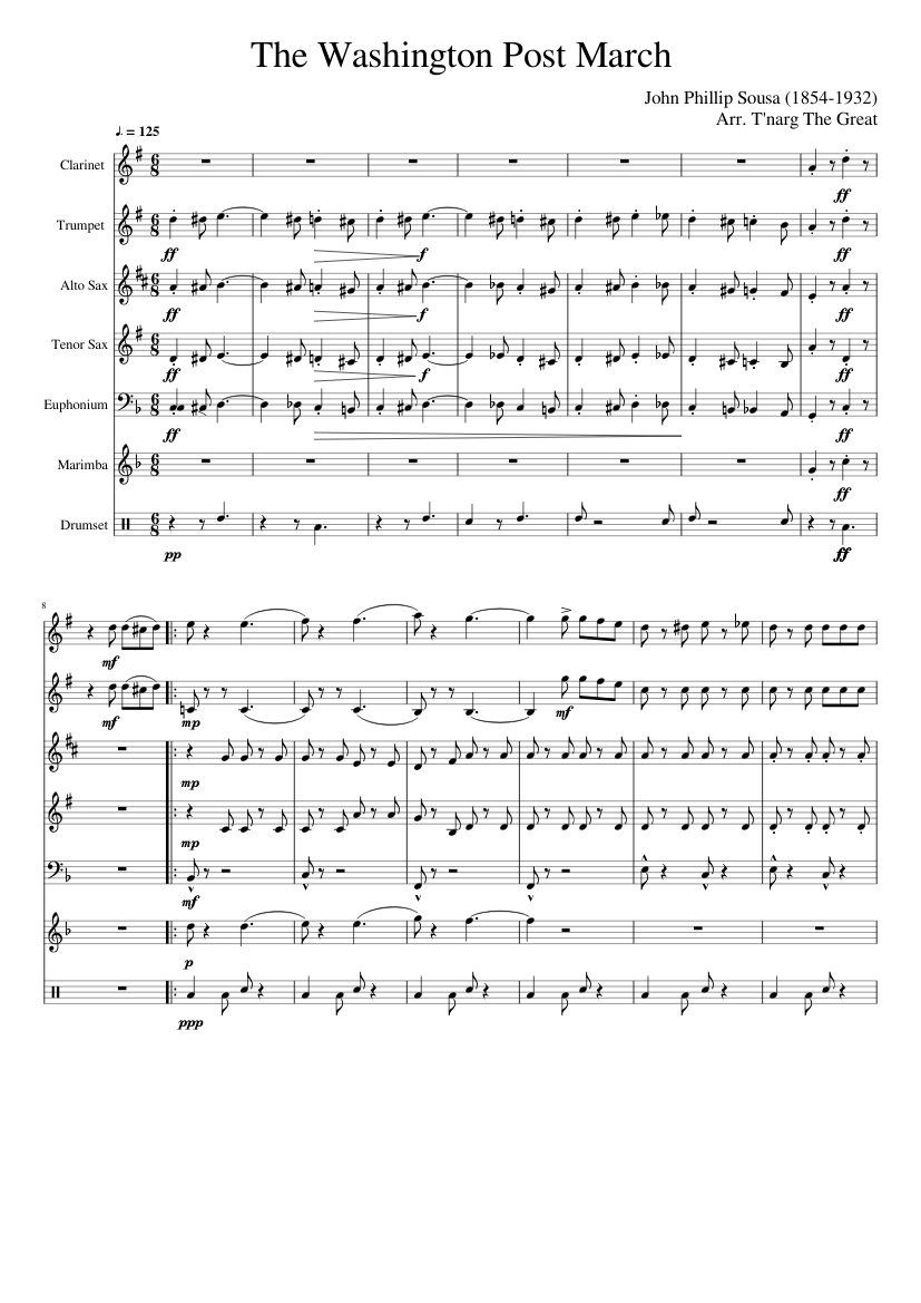 Washington Post March Arrangement No. 2 Sheet music for Euphonium ...