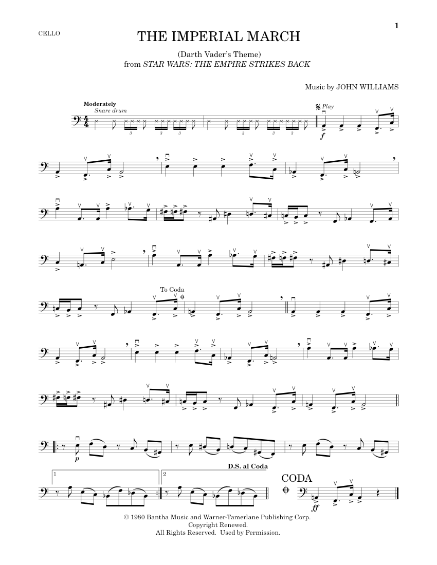 Play Official version of The Imperial March sheet music by John ...