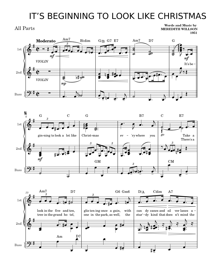 Its beginning to look a lot like christmas – Johnny Mathis Sheet music ...