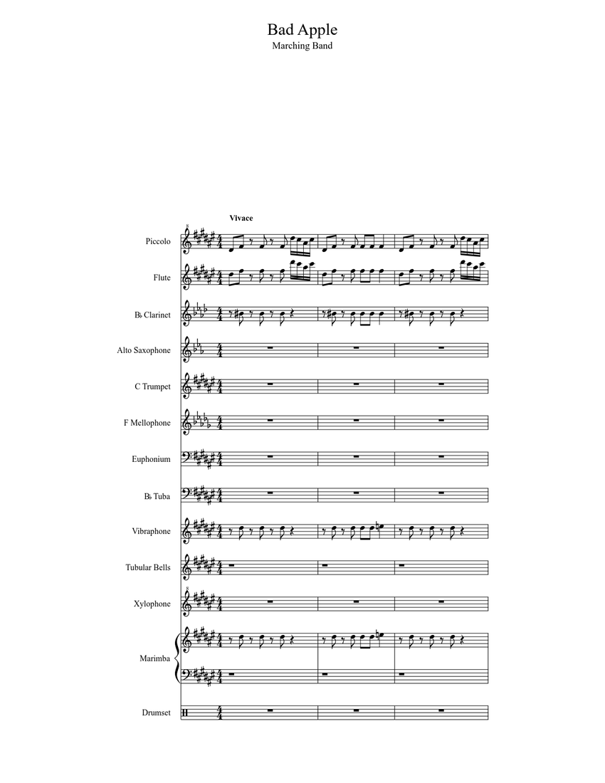 Bad Apple Sheet music for Tuba, Flute, Oboe, Clarinet other & more ...