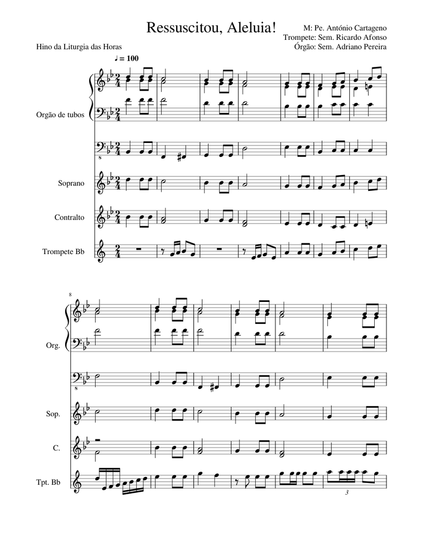 Ressuscitou, Aleluia! Sheet music for Soprano, Alto, Organ, Trumpet in ...