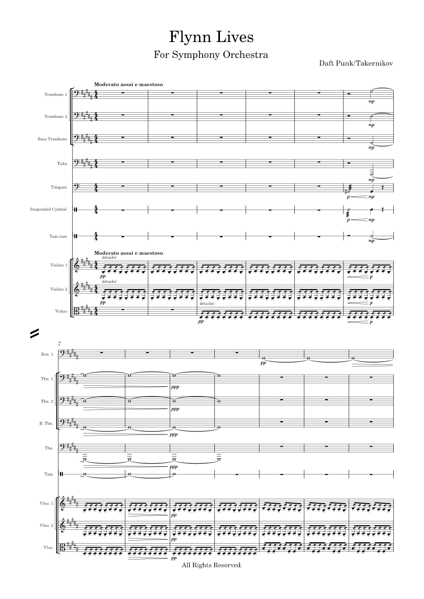 TRON Legacy Flynn Lives for Symphony Orchestra Sheet music for Trombone ...