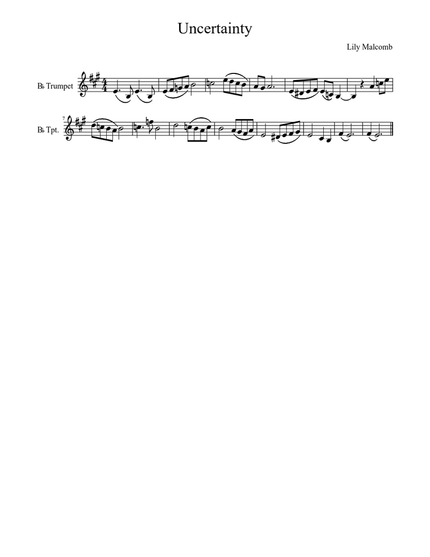 Uncertainty Sheet music for Trumpet (Solo) | Musescore.com