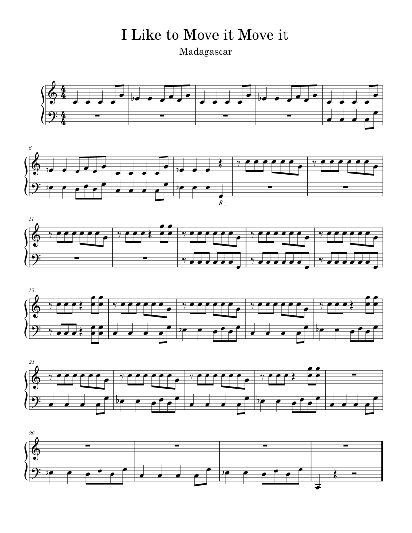 I Like to Move it Move it Sheet music for Piano (Solo) | Musescore.com
